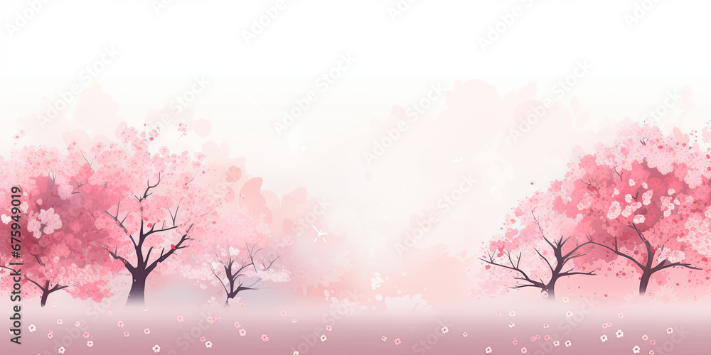 Cherry blossom trees pink background empty space blossoms tree backdrop ...