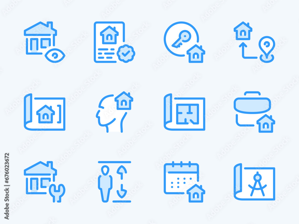 Real Estate and Property vector line icons. Building and Apartment ...