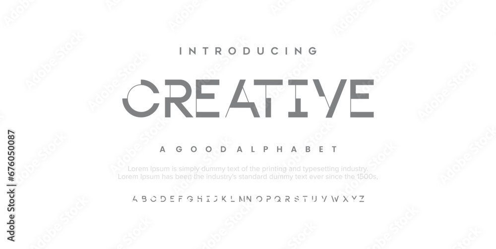 Creative modern alphabet. Dropped stunning font, type for futuristic ...