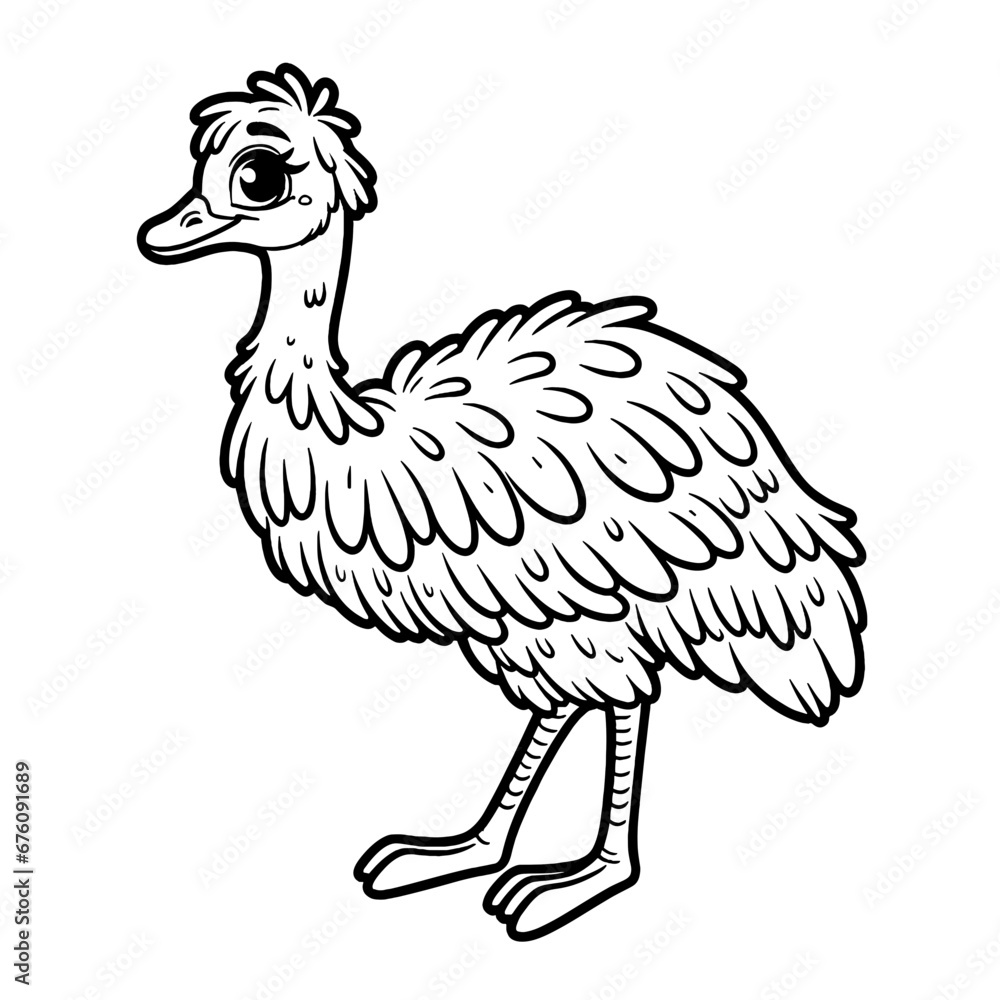 Emu bird, australia coloring book page, coloring page, farm animal ...
