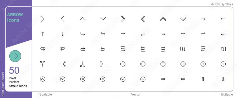 Arrow and arrows differential signs and symbols icon 50 set single ...