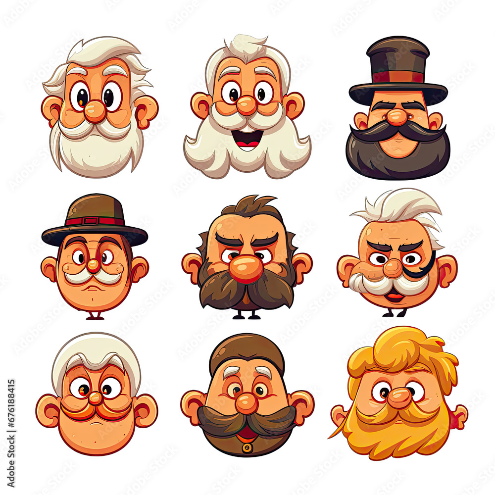 Old cartoon mascot character elements. different clipart, faces, limbs ...