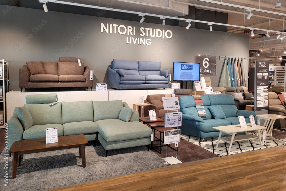 Penang, Malaysia - 28 Sep 2023: Modern interior view of Nitori store ...