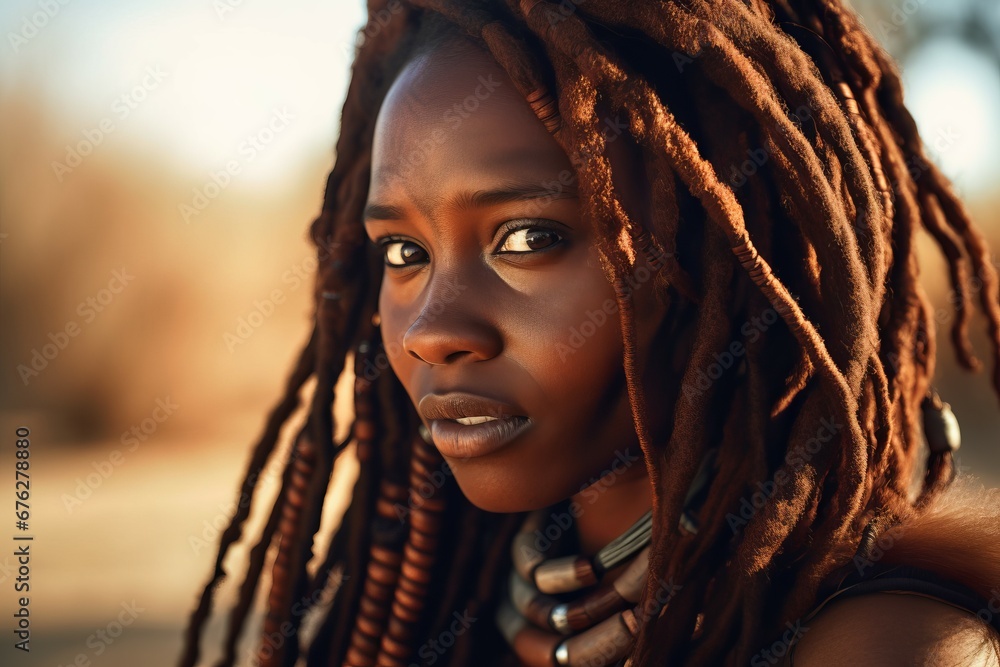 Cute African woman tribe with dreadlocks. Tribal aboriginal female ...
