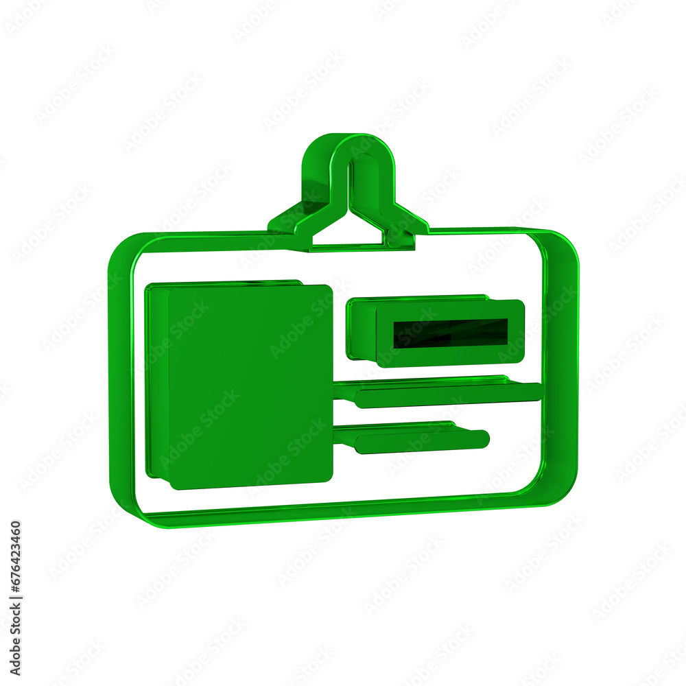 Green Identification badge icon isolated on transparent background. It ...
