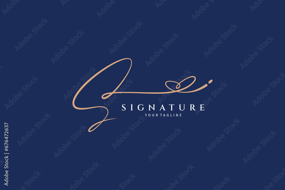 Handwritten initial letter S, simple signature vector logo with ...