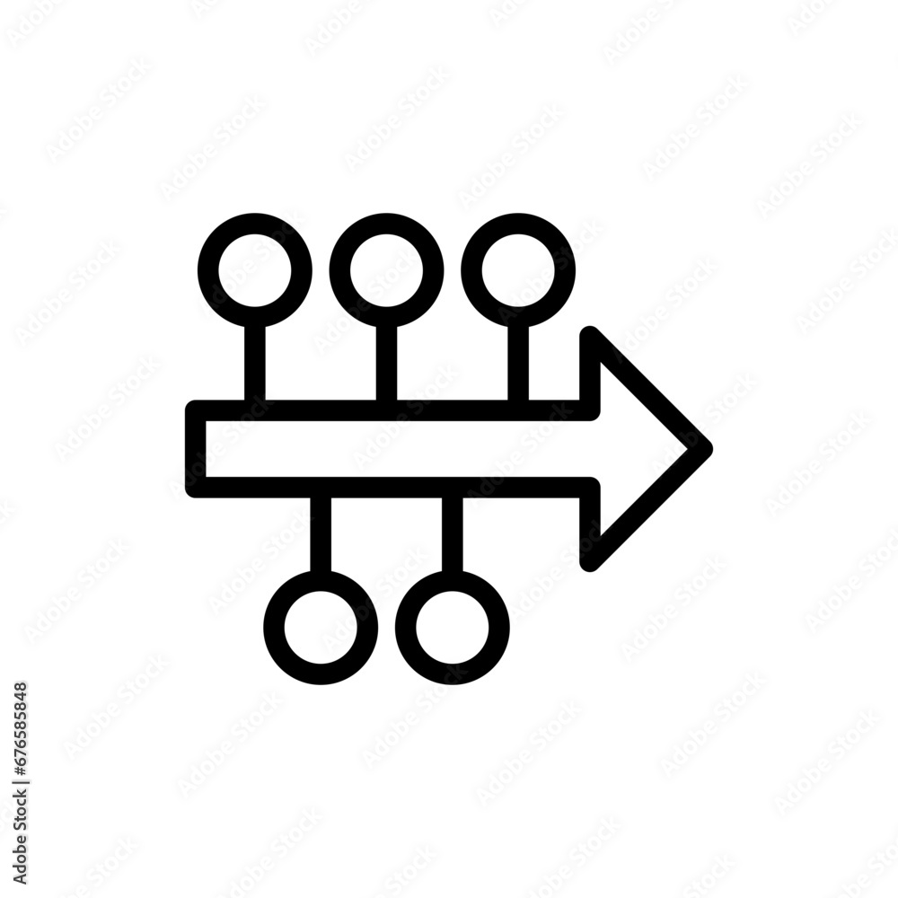 Timeline action plan icon with black outline style. timeline ...