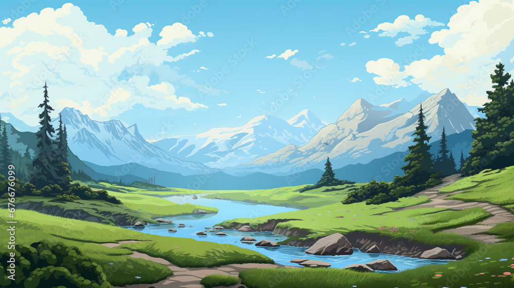Bombastic Nice Pixel art design with outdoor landscape background Stock ...