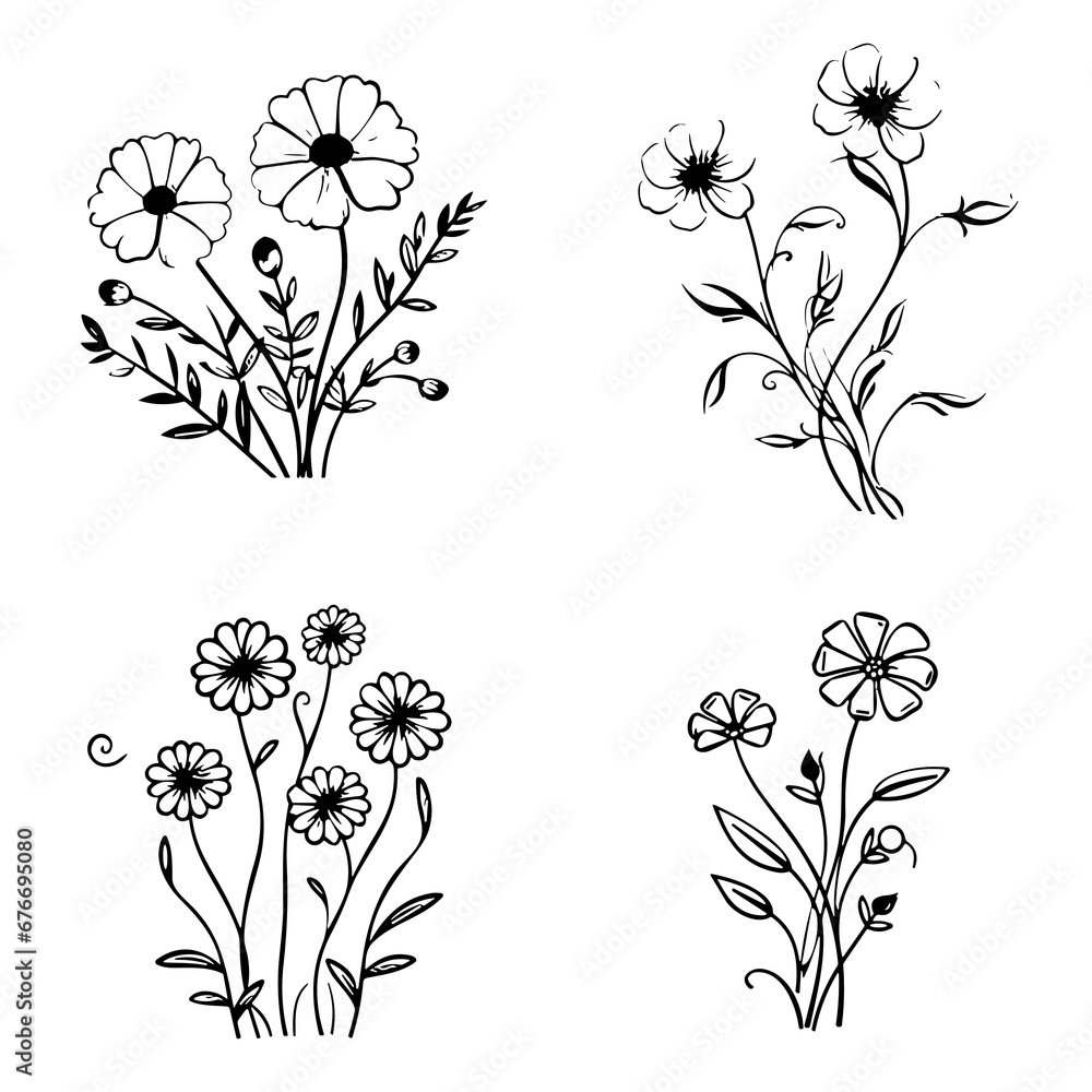 line drawing, line art png, line art prints, spring clipart, line art ...