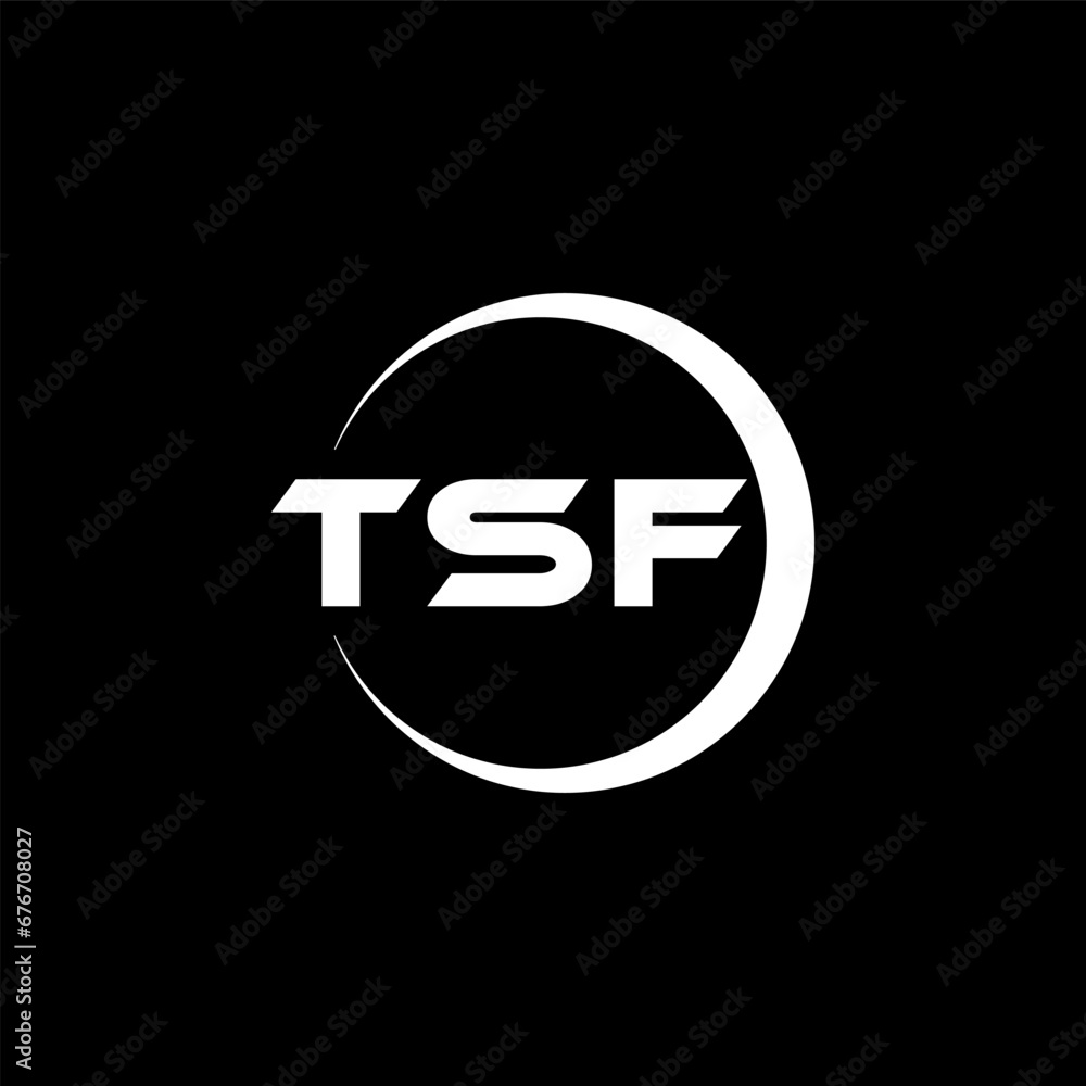 TSF letter logo design with black background in illustrator, cube logo ...