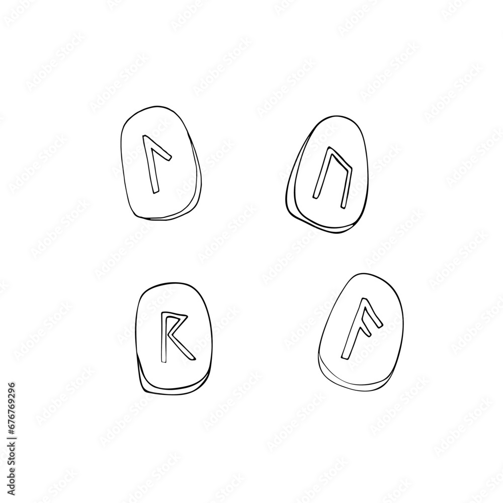 Hand drawn viking runes alphabet, Celtic font with ancient runic signs ...