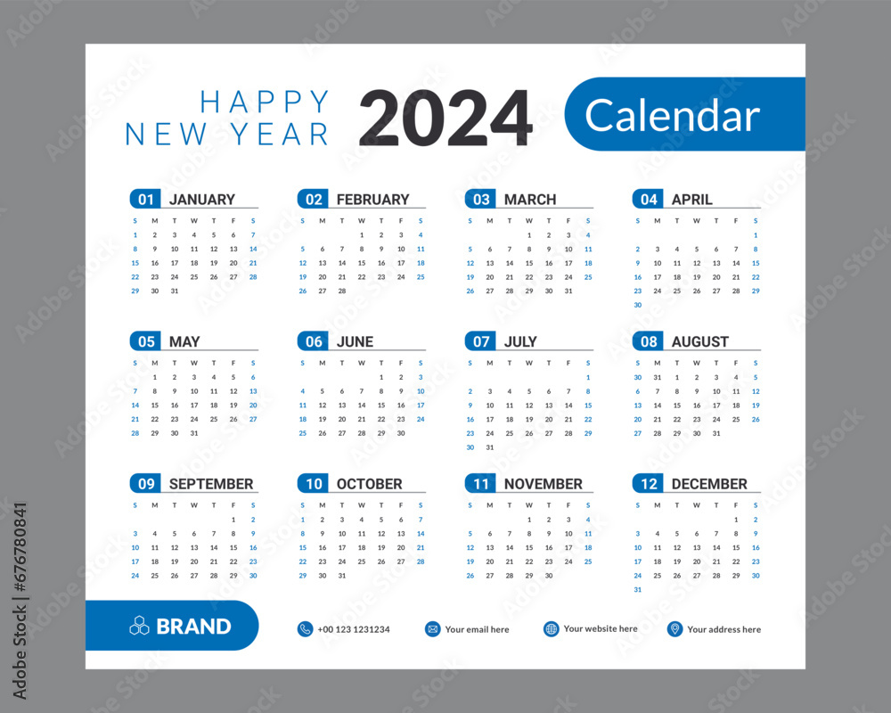 Calendar 2024, Calendar 2025, 2030 week start Monday corporate set ...