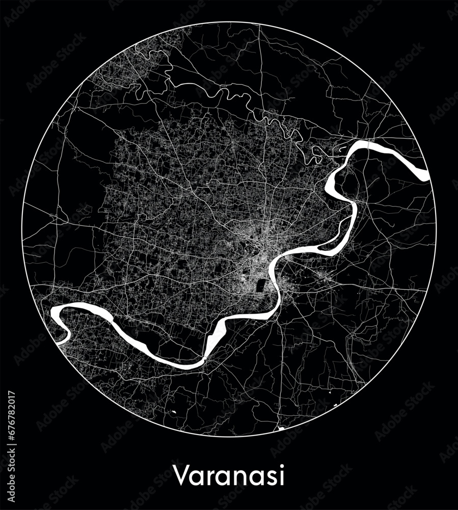 City Map Varanasi India Asia vector illustration Stock Vector | Adobe Stock
