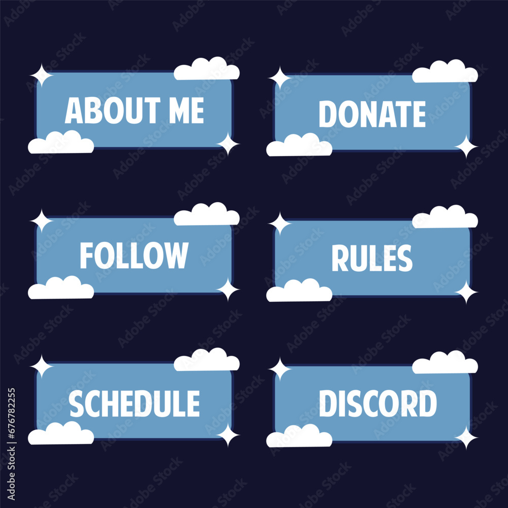 Set of twitch panel overlay pack Stock Vector | Adobe Stock