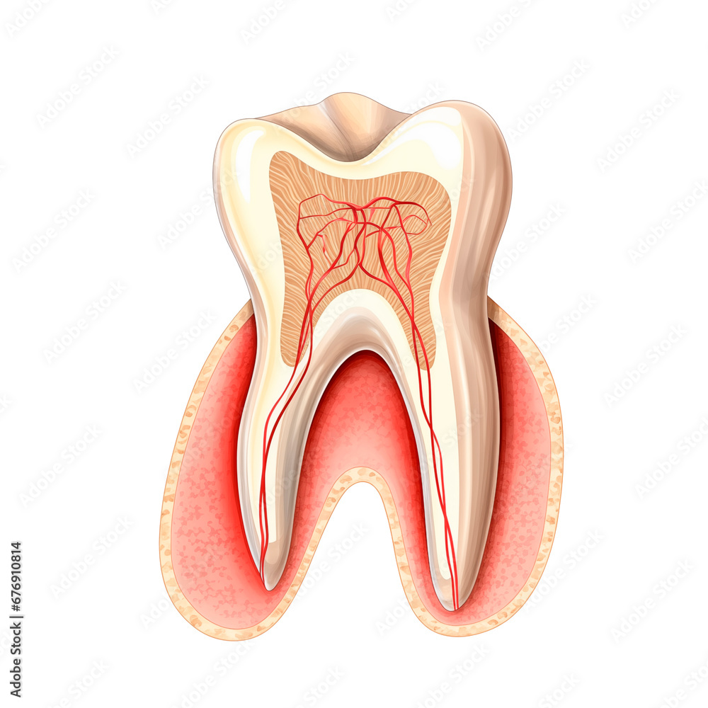 Anatomical drawing of the tooth structure. Section of a tooth. Oral ...