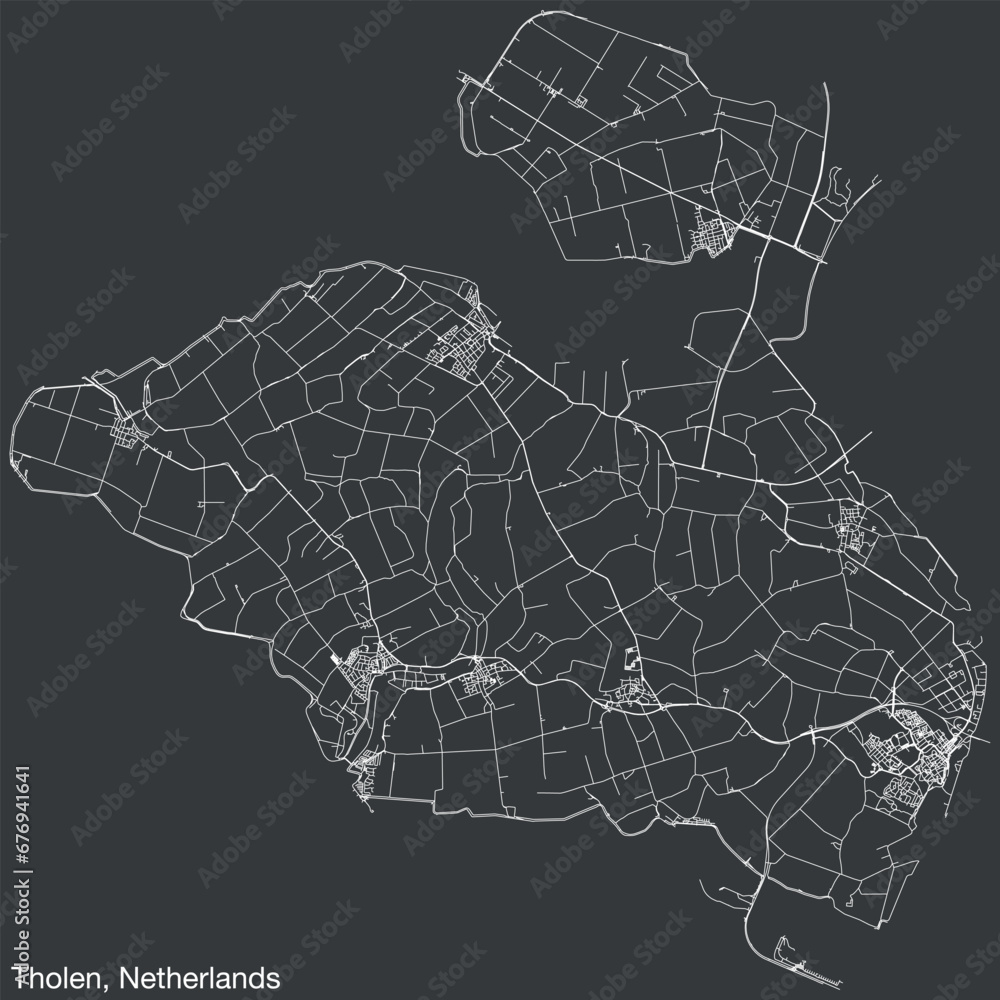 Detailed hand-drawn navigational urban street roads map of the Dutch ...