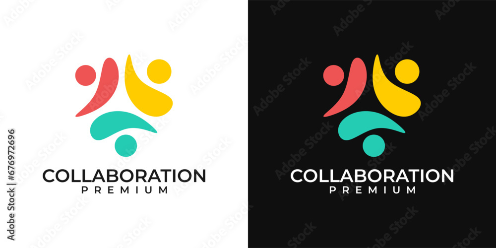 People community logo design. Colorful fun unity logo. Vector logo ...