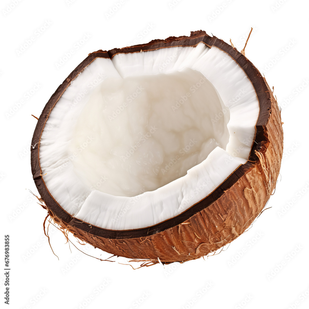 Coconut fruit illustration, fully depicted, isolated on a transparent ...