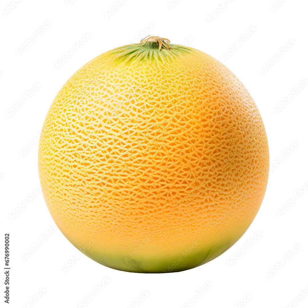Melon fruit depicted in full body detail, showcased against a clear ...
