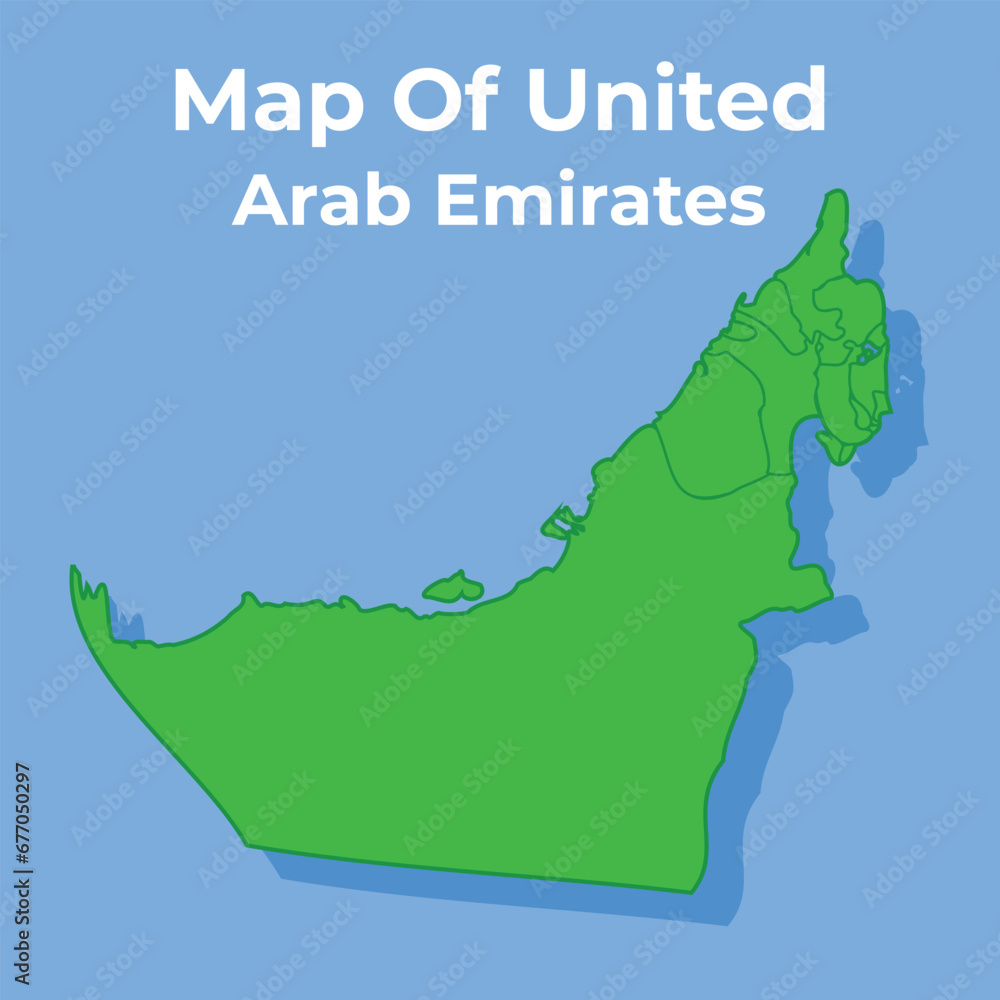 Detailed map of Uae country in green vector illustration Stock Vector ...
