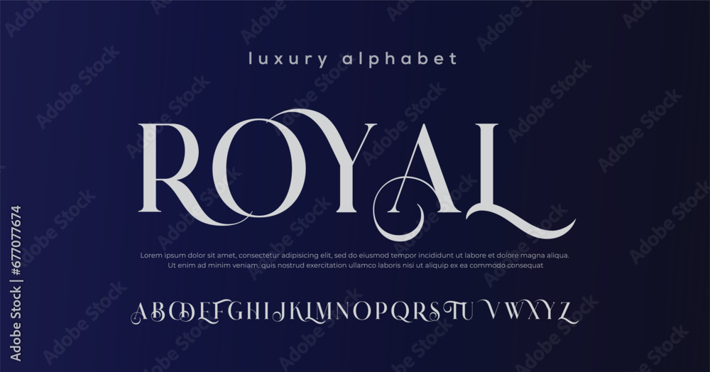 Royal Luxury alphabet letters font. Typography elegant Modern classic ...