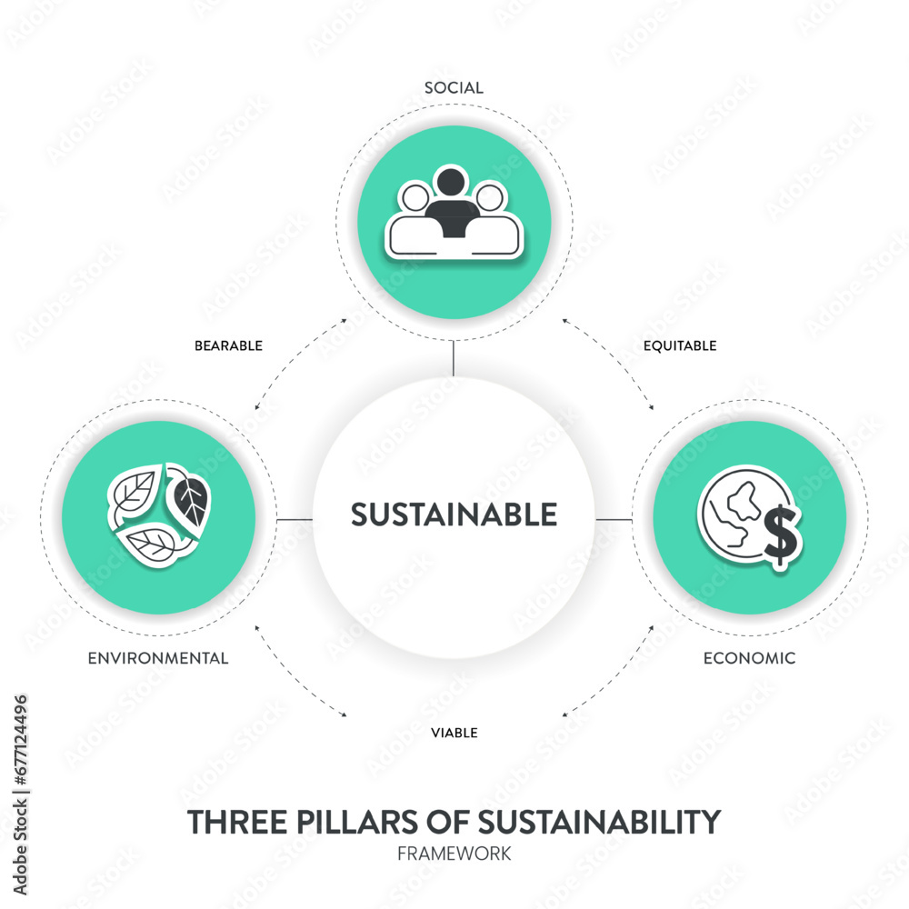 Three Pillars of Sustainable Development framework diagram chart ...