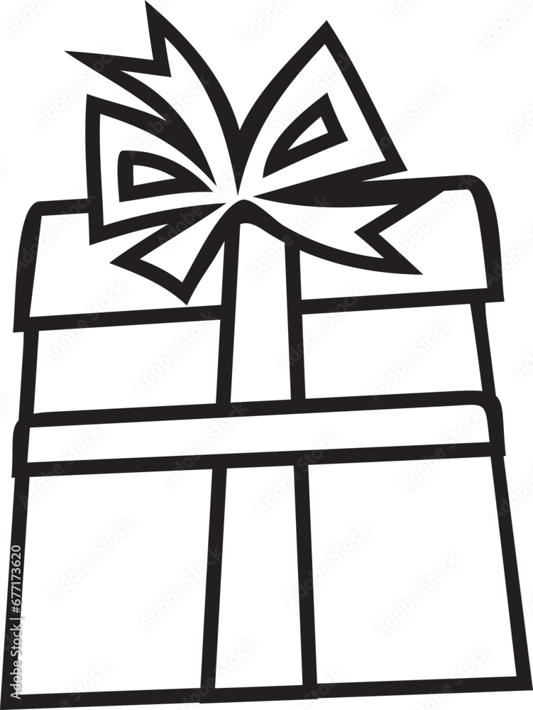 Christmas and New Year gift box. hand drawn Christmas gift box, holiday ...