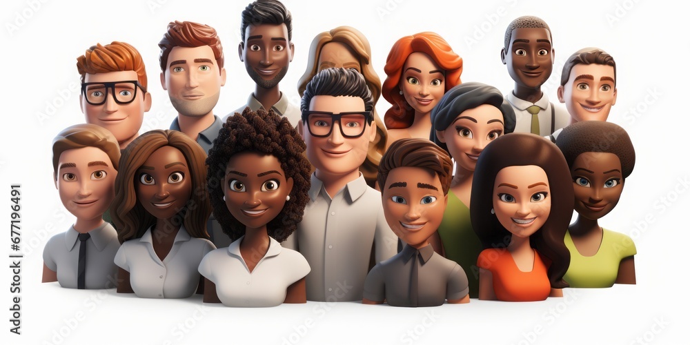 3D Avatars Converge in a Zoom Meeting on a White Background ...