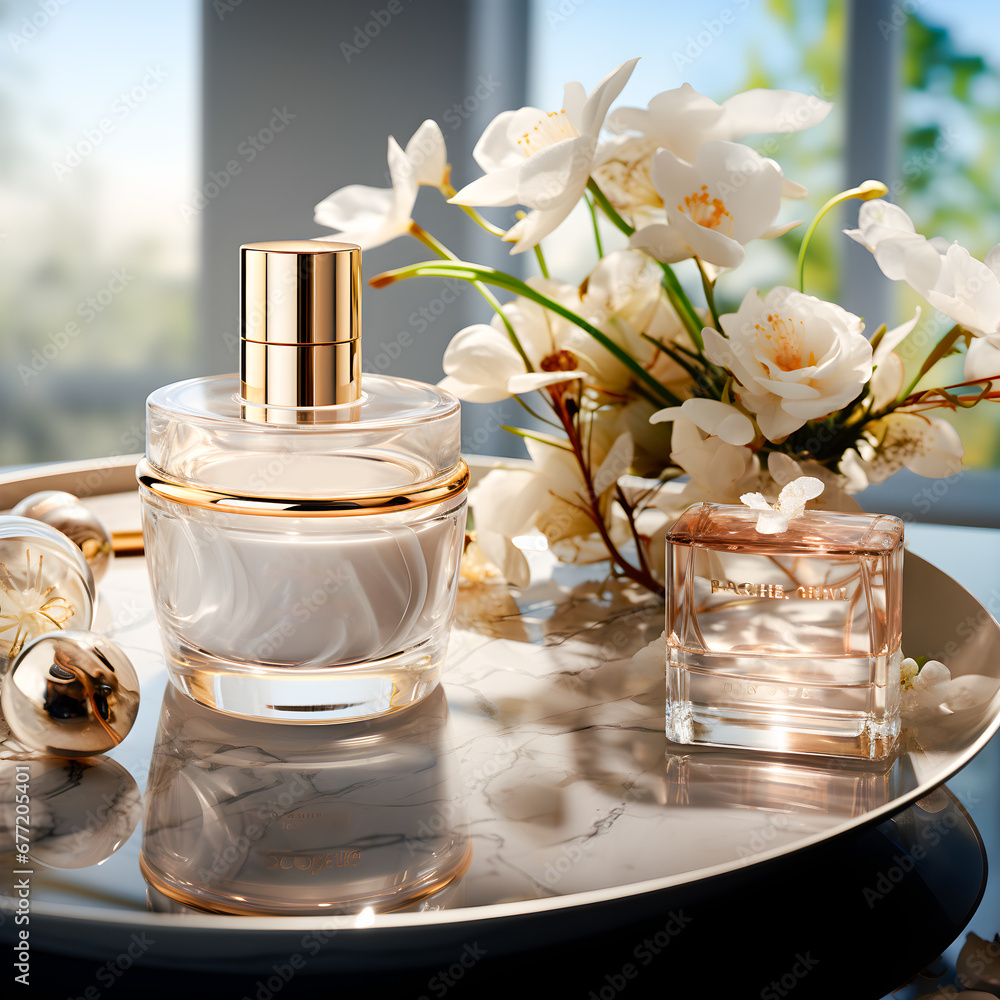 Exhibition of beauty products, luxury cosmetics, perfumes and colognes ...