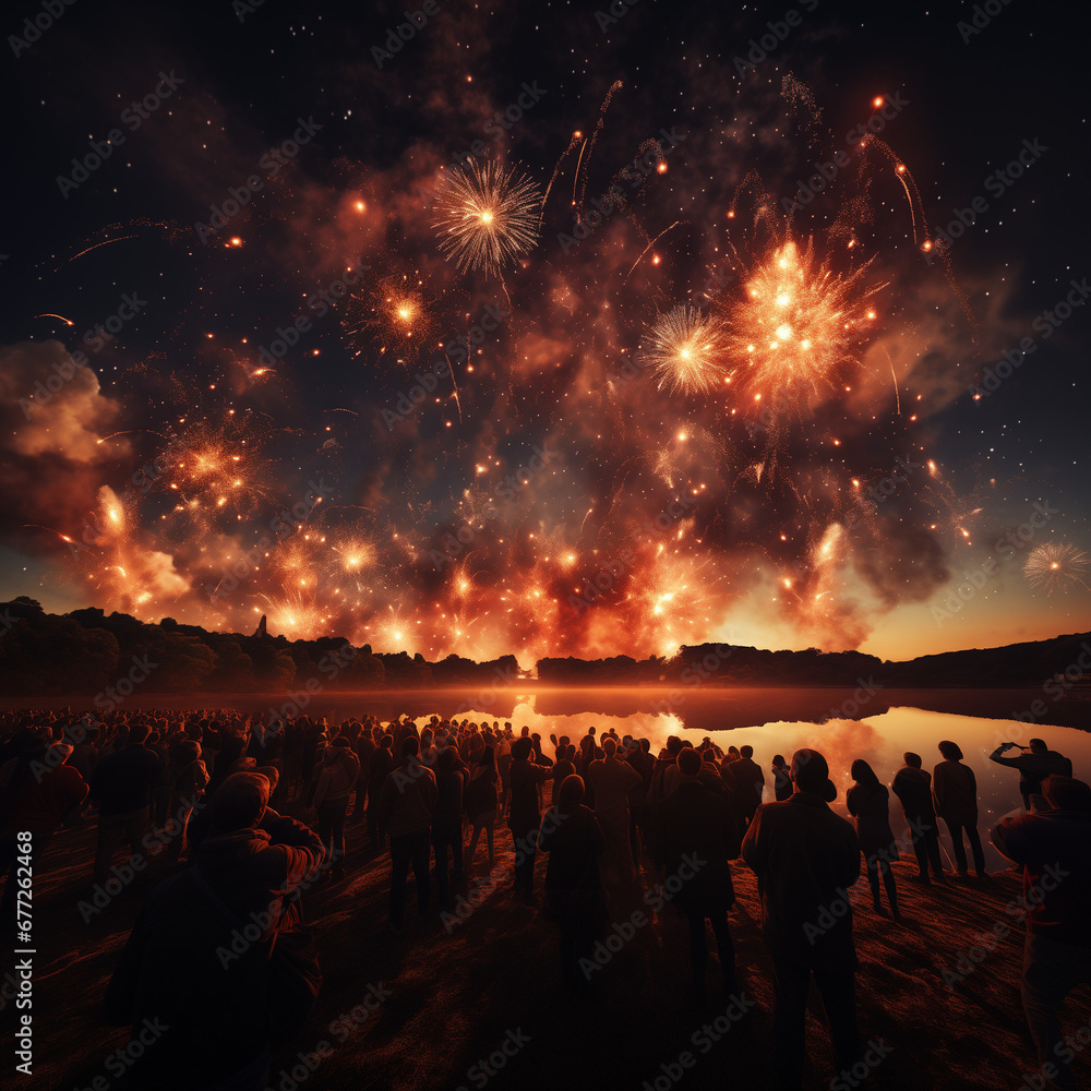 In the first second of the new year, an impressive fireworks display ...