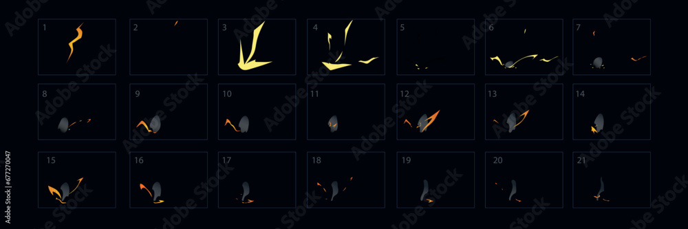 Thunderbolt lightning animation effect. Thunderbolt fire effect ...