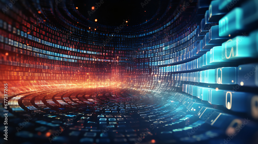 Digital binary code matrix background, 3D rendering, simple abstract design pattern concept ...