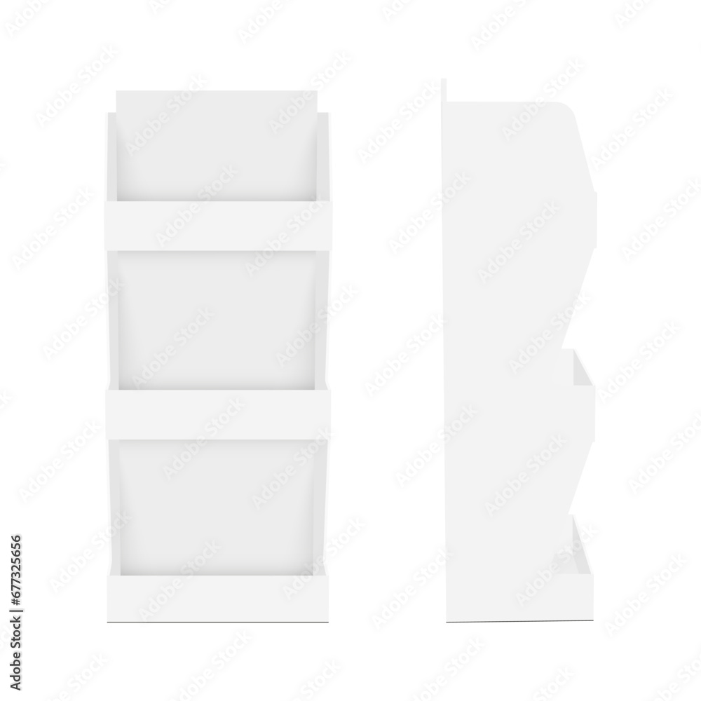 Blank POS Display Stand Mockup, Front And Side View, Isolated on White ...