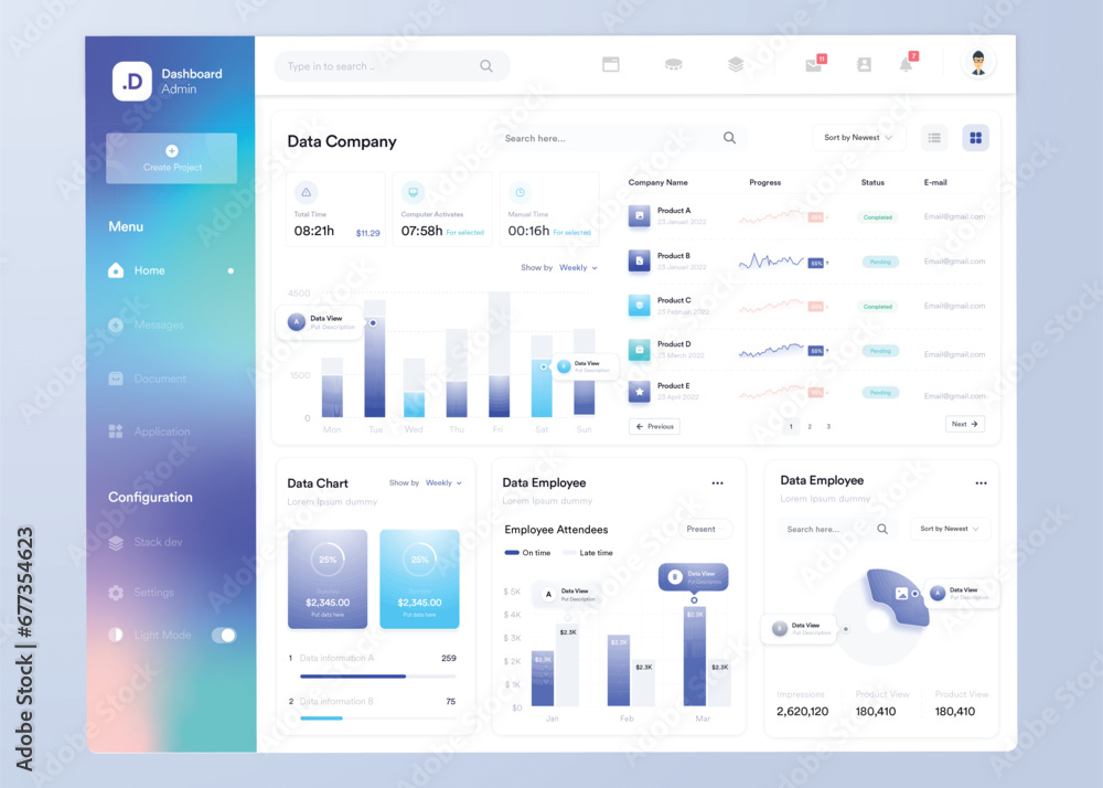 UI UX Infographic dashboard. UI design with graphs, charts and diagrams ...