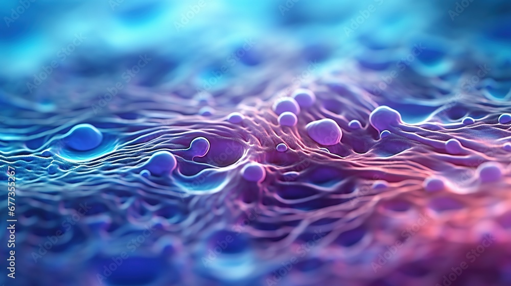 Cellular or membrane structure of tissue under the microscope at high ...