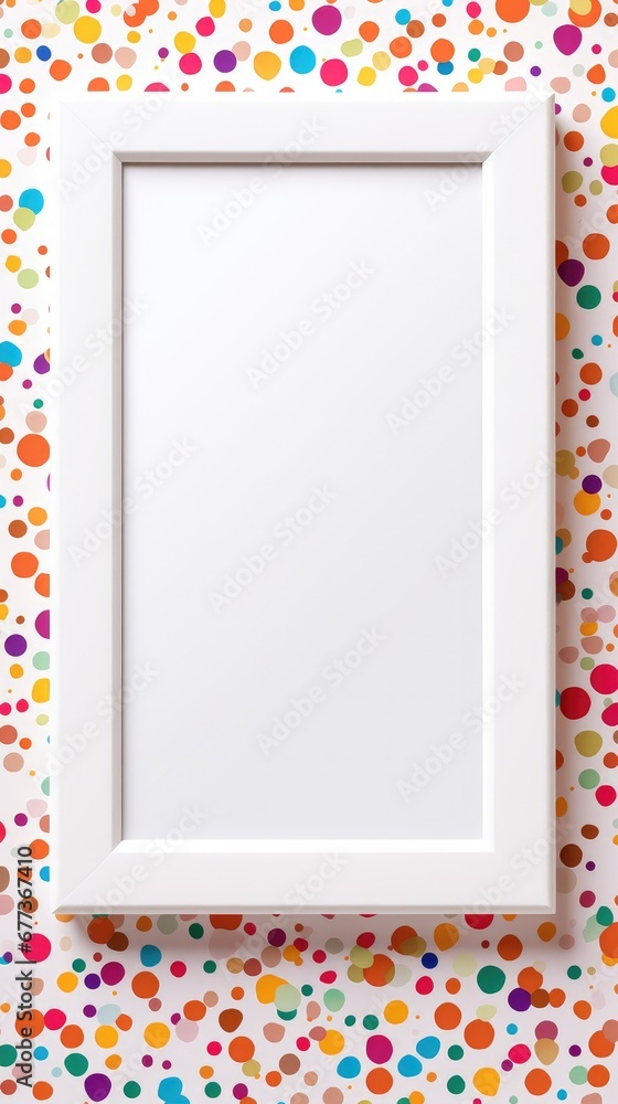 Eye-catching frame of vibrant geometric shapes with generous white ...