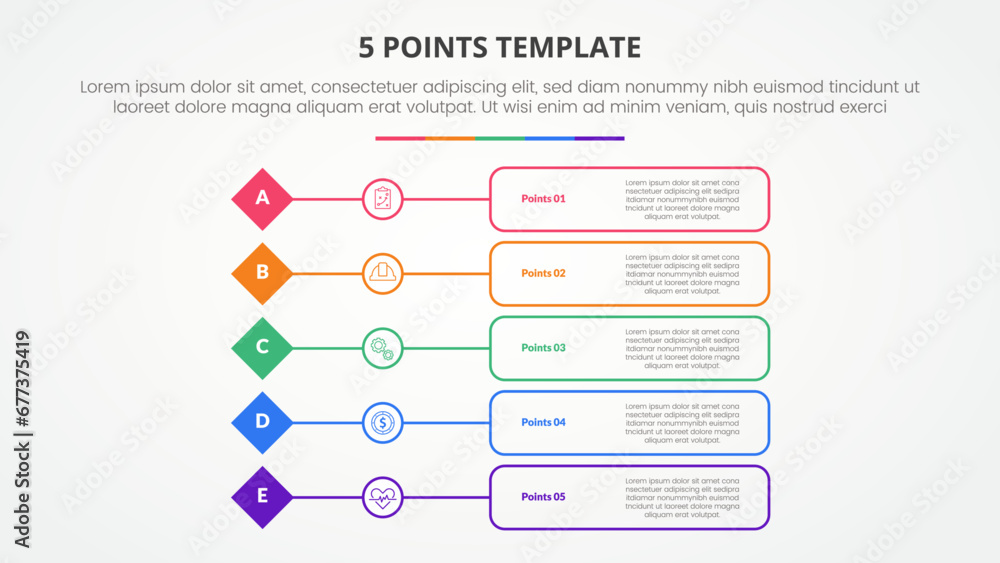 5 points stage template infographic concept for slide presentation with ...