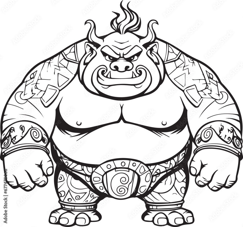 Angry wild Human line art coloring page design Stock Vector | Adobe Stock