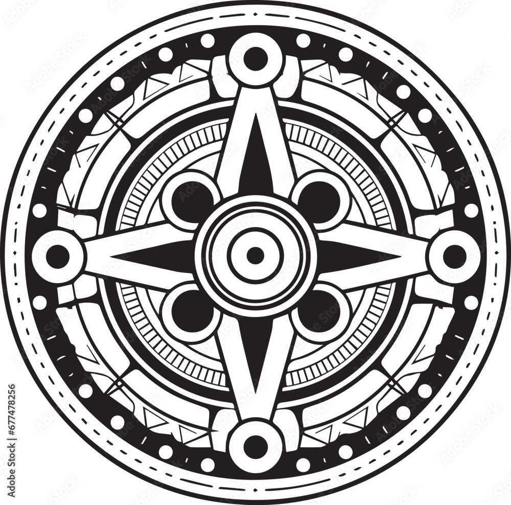 Compass rose emblem line art coloring page design Stock Vector | Adobe ...