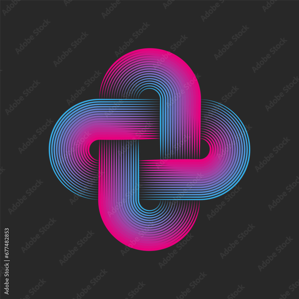 Interlacing logo of two ovals in the shape of a cross or plus symbol ...