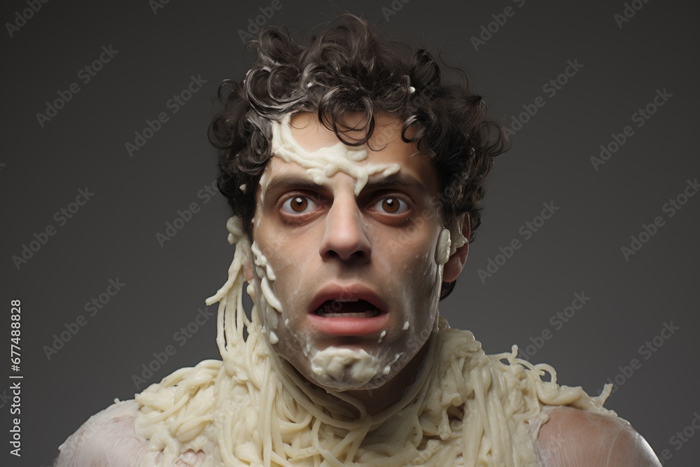 Stock-Illustration „A portrait of a messy looking man covered with ...