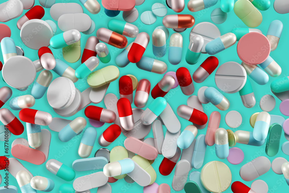 Antibiotics and painkillers. Tablets to combat viral diseases ...