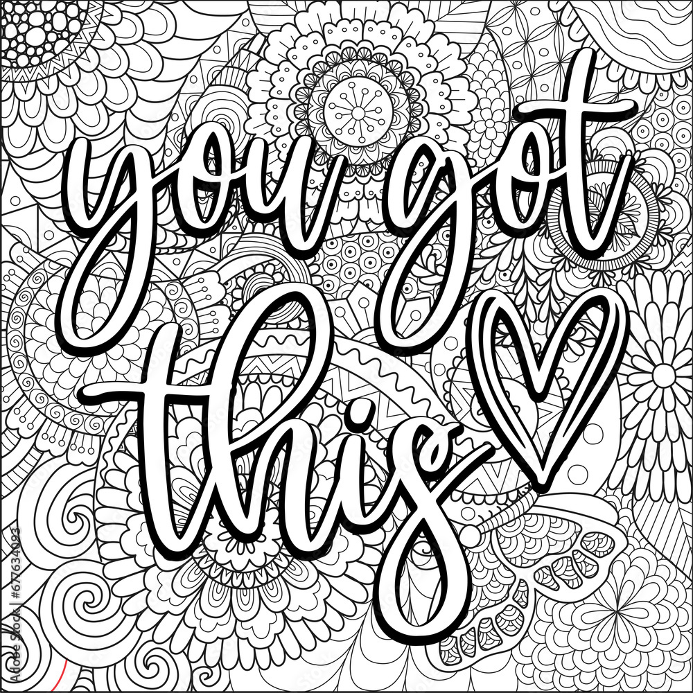 motivational quotes coloring pages design. yourself words coloring book ...