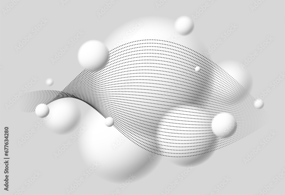 Defocused light levitating spheres with particles wave flowing ...