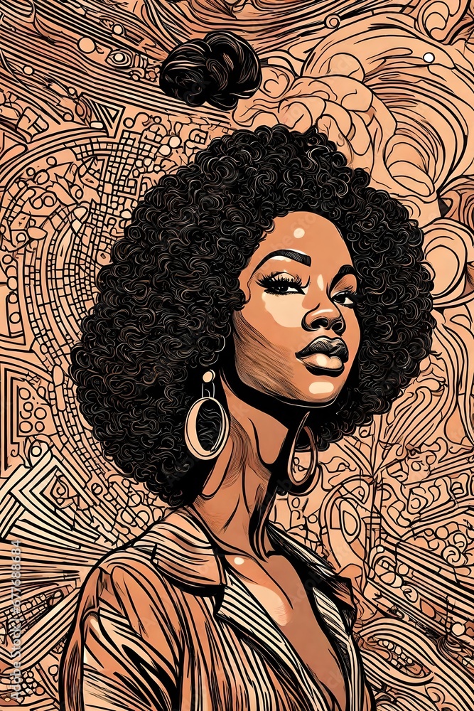 Ilustración de Stock An illustration of a pretty black african american ...