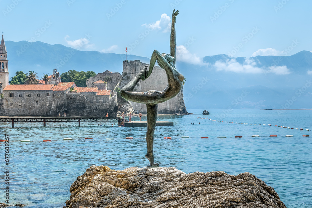 Budva, Montenegro - June 17, 2021: Sculpture of a dancer-ballerina ...