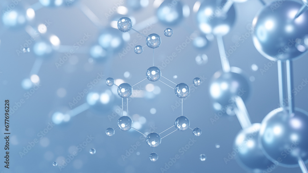 benzyl chloride molecular structure 3d, flat model, reactive ...