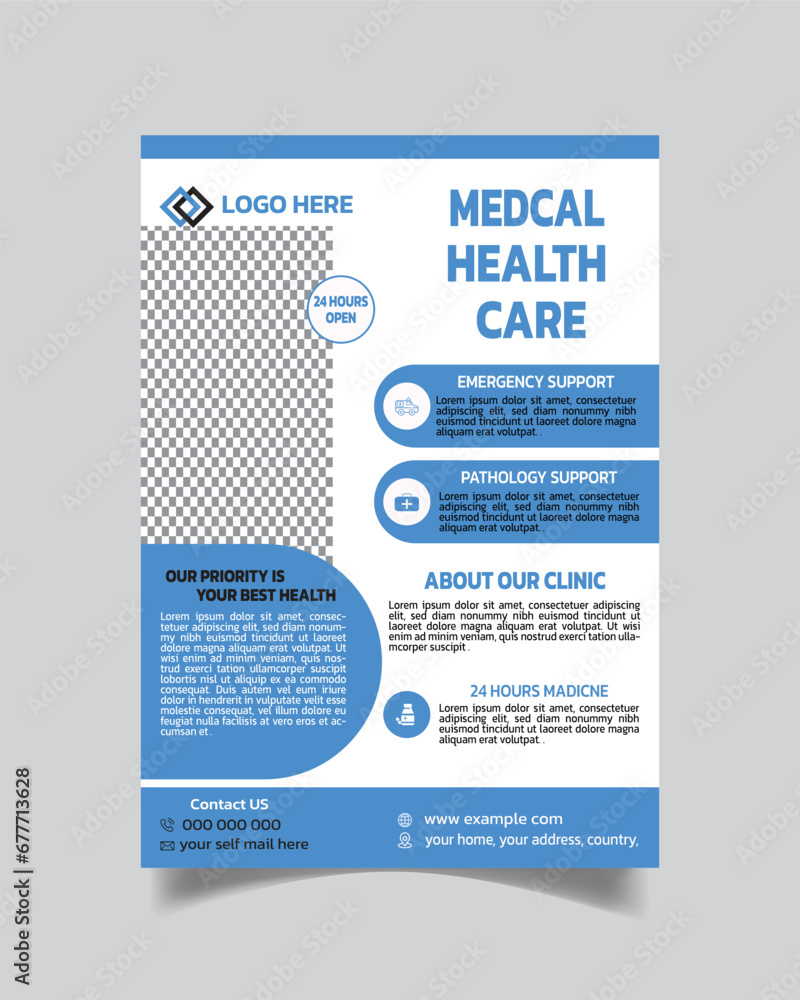 Corporate health medical flyer template, medical flyer leaflet, medical ...