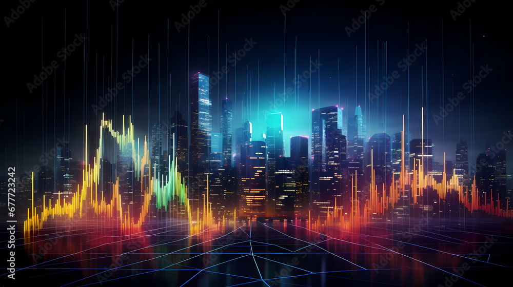 Graphic rise in stock market trading poster web page PPT background ...