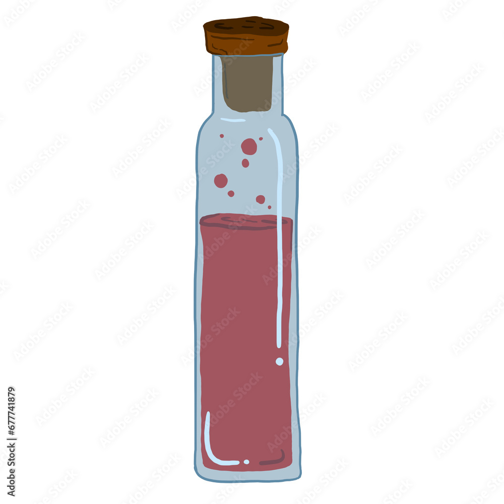 chemistry glass tube filled with red blood liquid potion. magical red ...